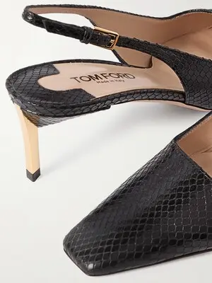 TOM FORD Snake-effect Leather Slingback Pumps