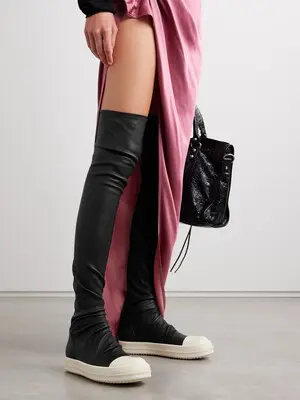 Rick Owens Rubber-trimmed Over-the-knee Leather Boots - Black