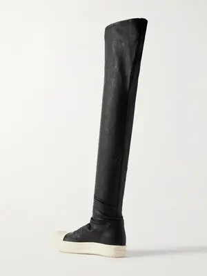 Rick Owens Rubber-trimmed Over-the-knee Leather Boots - Black