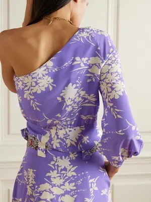 Maison Mayle Solange One-shoulder Floral-print Top