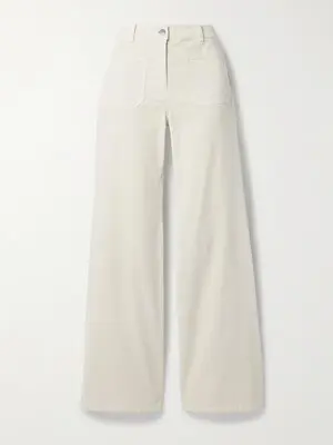 NILI LOTAN Florence Cotton-blend Corduroy Flared Pants - Neutrals
