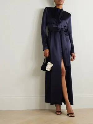 Galvan Belted Satin Trench Coat