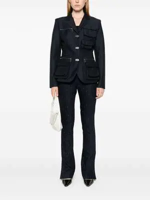 GENNY Pinstriped Tailored Trousers - Blue