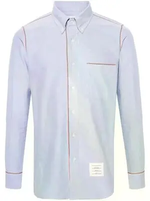 Thom Browne Grosgrain-trim Cotton Shirt - Blue