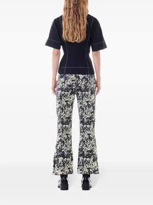 GANNI Contrast Piping Wrap Blouse