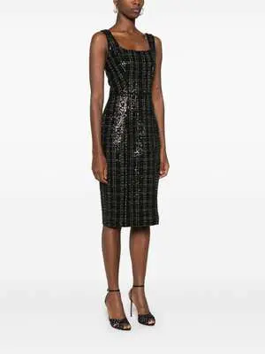 GENNY Sequinned Tweed Midi Dress