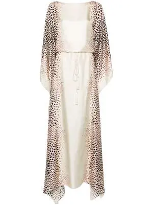 Roberto Cavalli Animal Print Kaftan Maxi Dress