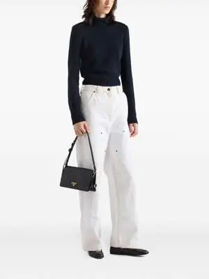 Prada Mini Leather Shoulder Bag - Black
