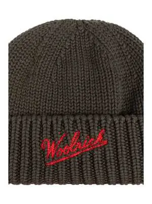 Woolrich Logo-intarsia Beanie - Green