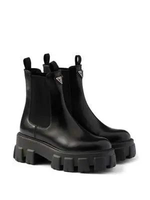 Prada Monolith Brushed Leather Chelsea Boots