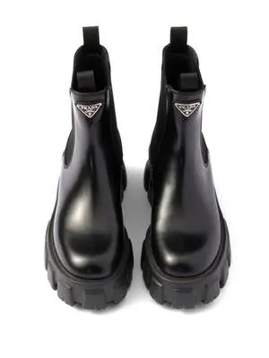 Prada Monolith Brushed Leather Chelsea Boots