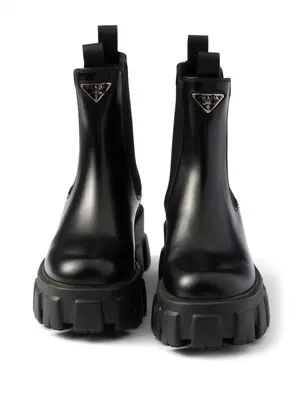 Prada Monolith Brushed Leather Chelsea Boots