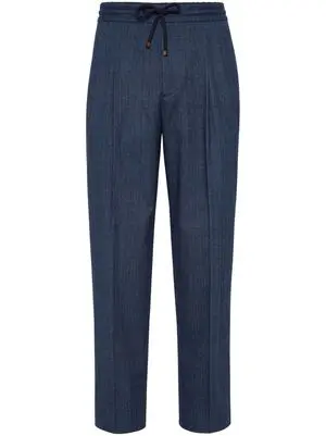Brunello Cucinelli Drawstring Tapered Trousers - Blue