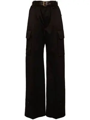 Saint Laurent Logo-embroidered Wide Leg Trousers