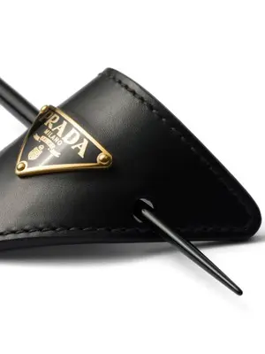 Prada Leather Hair Clip - Black