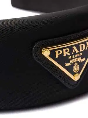 Prada Logo-plaque Re-nylon Headband - Black