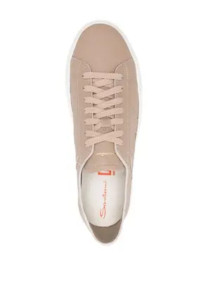 Santoni Tumbled Leather Sneakers - Neutrals
