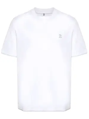 Brunello Cucinelli Logo-embroidered T-shirt - White