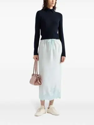 Prada Embroidered Habutai Silk Midi Skirt
