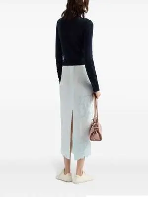 Prada Embroidered Habutai Silk Midi Skirt