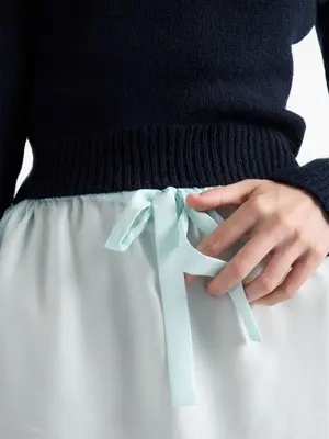Prada Embroidered Habutai Silk Midi Skirt