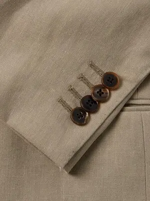 SAMAN AMEL Slim-fit Linen Suit Jacket - Neutrals
