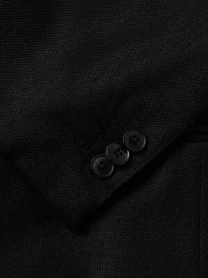 SAMAN AMEL Double-breasted Wool-hopsack Blazer