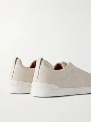 Zegna Triple Stitch Leather And Suede Sneakers - Neutrals