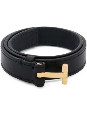 TOM FORD T-hinge Leather Bracelet - Black