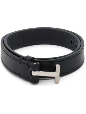 TOM FORD T-hinge Leather Bracelet - Black