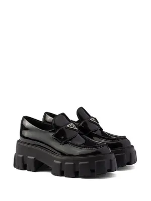Prada Monolith Patent Leather Loafers - Black