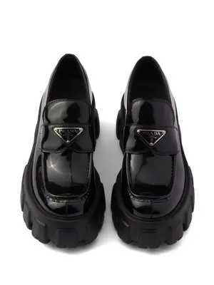 Prada Monolith Patent Leather Loafers - Black