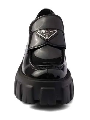 Prada Monolith Patent Leather Loafers - Black