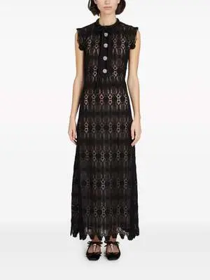 Giambattista Valli Long Embroidered Macramé Dress