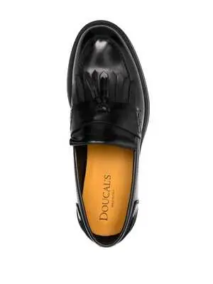 DOUCAL'S Leather Tassel Loafers - Black