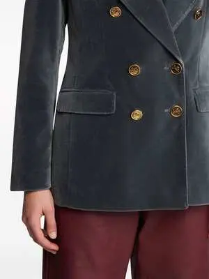 Etro Logo-engraved Velvet Blazer - Grey