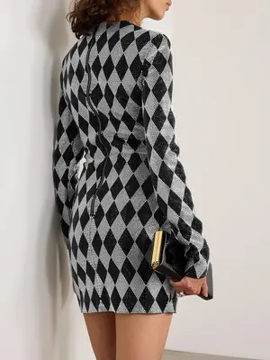 Balmain Crystal-embellished Argyle Mini Dress