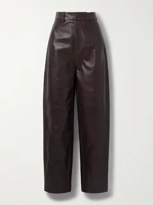 PETAR PETROV Rowdy Tapered Leather Trousers - Brown