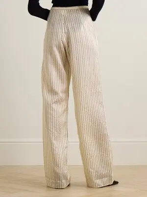 TALLER MARMO Seine Metallic Pinstriped Pants - Neutrals