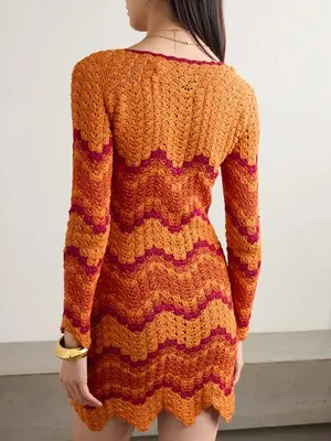Escvdo Sumac Scalloped Crochet Mini Dress
