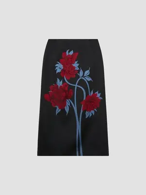 La DoubleJ Pencil Skirt - Peonies Jacquard Blue