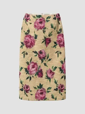 La DoubleJ Pencil Skirt - Roses Light Beige