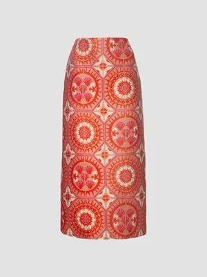 La DoubleJ Pencil Skirt - Sun Jacquard Orange