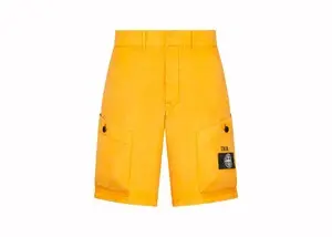 Dior X Stone Island Cottonblend Satin Bermuda Shorts - Yellow