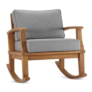 MODWAY Marina Outdoor Patio Teak Rocking Chair - Natural Gray