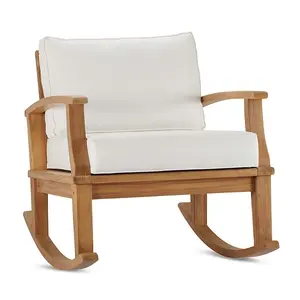 MODWAY Marina Outdoor Patio Teak Rocking Chair - Natural White
