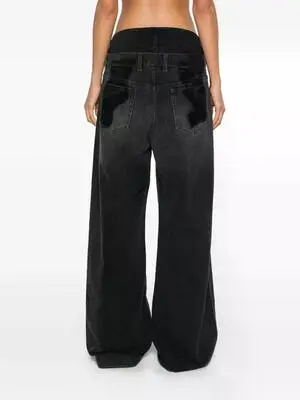 Attico Layered-waist Wide-leg Jeans
