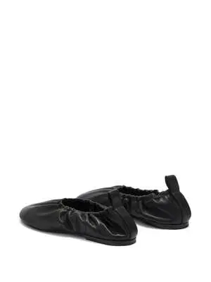 JIL SANDER Gathered-detail Ballerina Shoes - Black