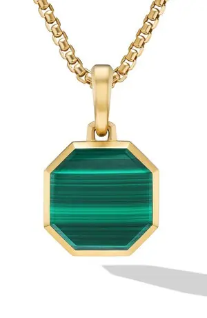 David Yurman Faceted Stone Amulet Pendant - Malachite/18k Gold