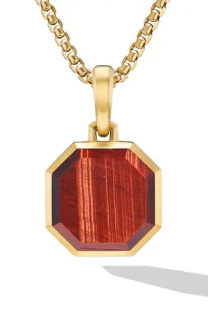 David Yurman Faceted Stone Amulet Pendant - Red Tigers Eye/18k Gold